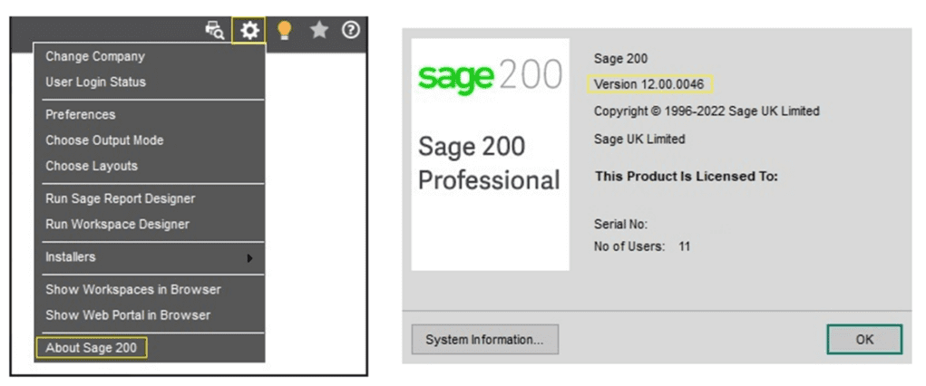 Sage 200 Version